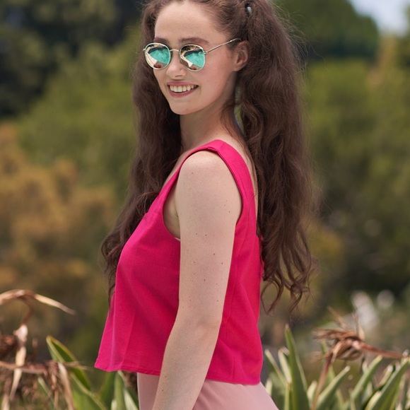 Comfy And Ready Tops Comfy And Ready Lily Square Neck Tank In Hot Pink Poshmark